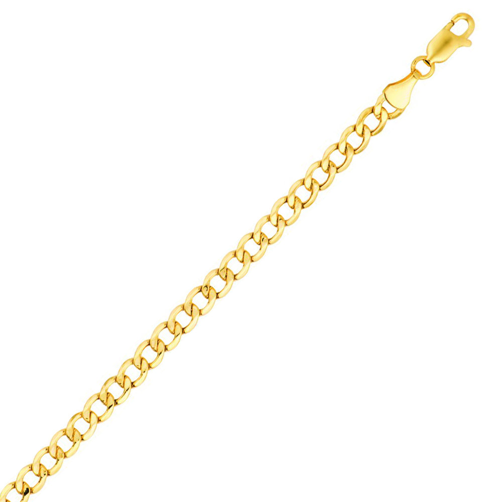 10K Yellow Gold Curb Semi-Solid Chain Necklace 5.3mm thick 20 Inches ...