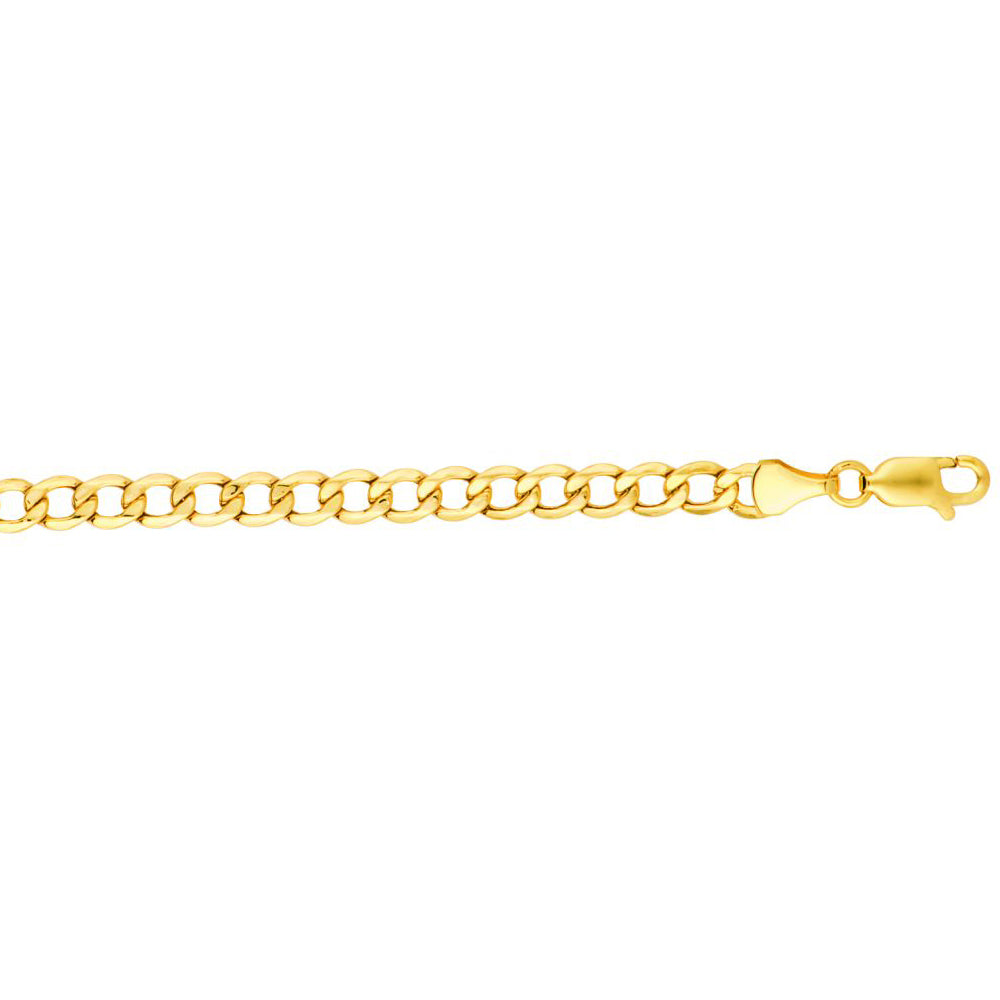 10K Yellow Gold Curb Semi-Solid Chain Necklace 5.3mm thick 22 Inches ...