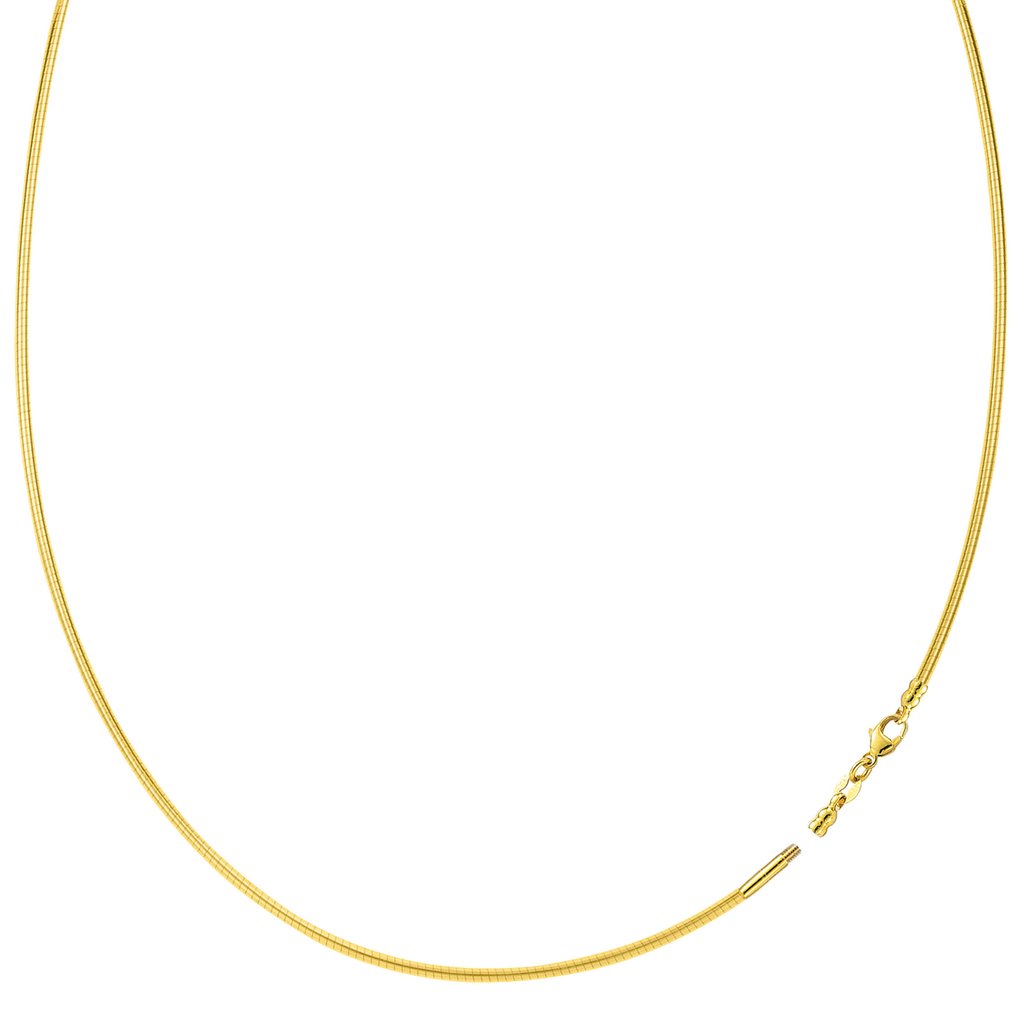 14K Solid Yellow Gold Round Omega Chain Necklace 1.5mm thick 17 Inches ...