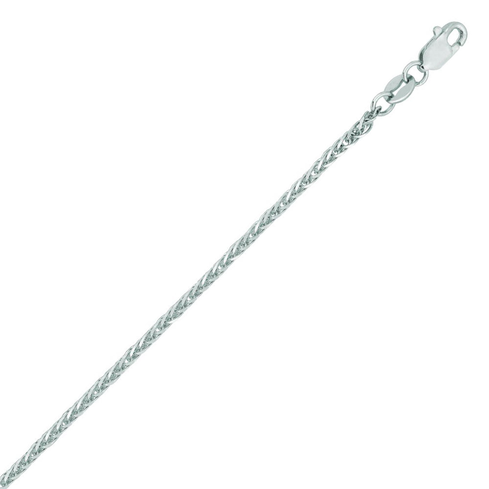 14K Solid White Gold Diamond Cut Square Wheat Chain Necklace 1.8mm ...