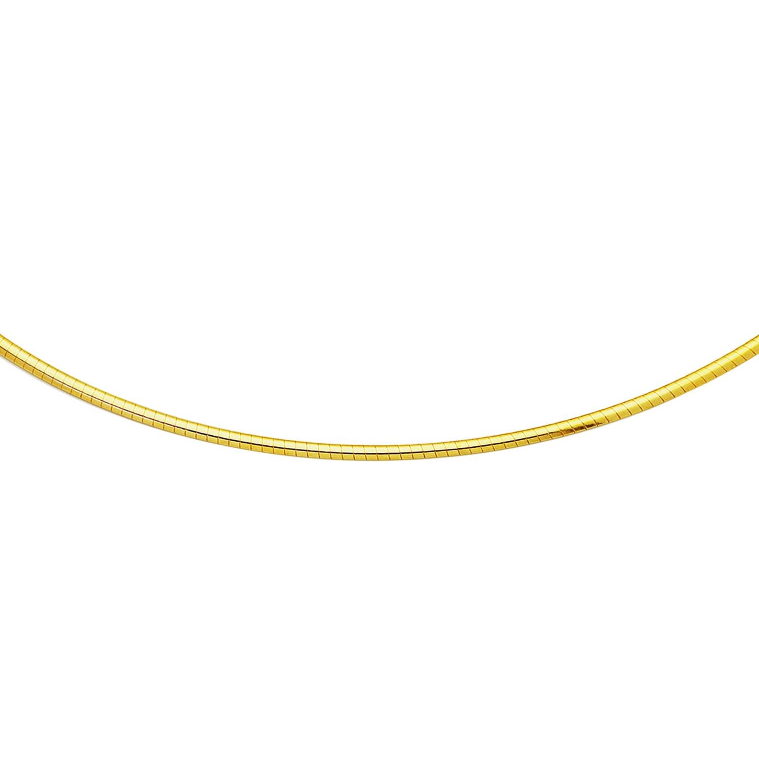 14K Solid Yellow Gold Diamond Cut Classic Omega Chain Necklace 2mm ...