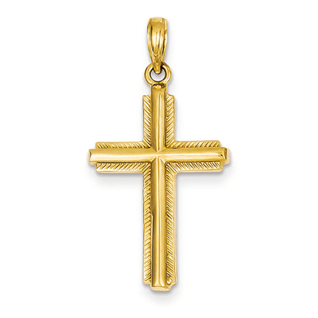 14K Gold Cross with Striped Border Pendant – PriceRock