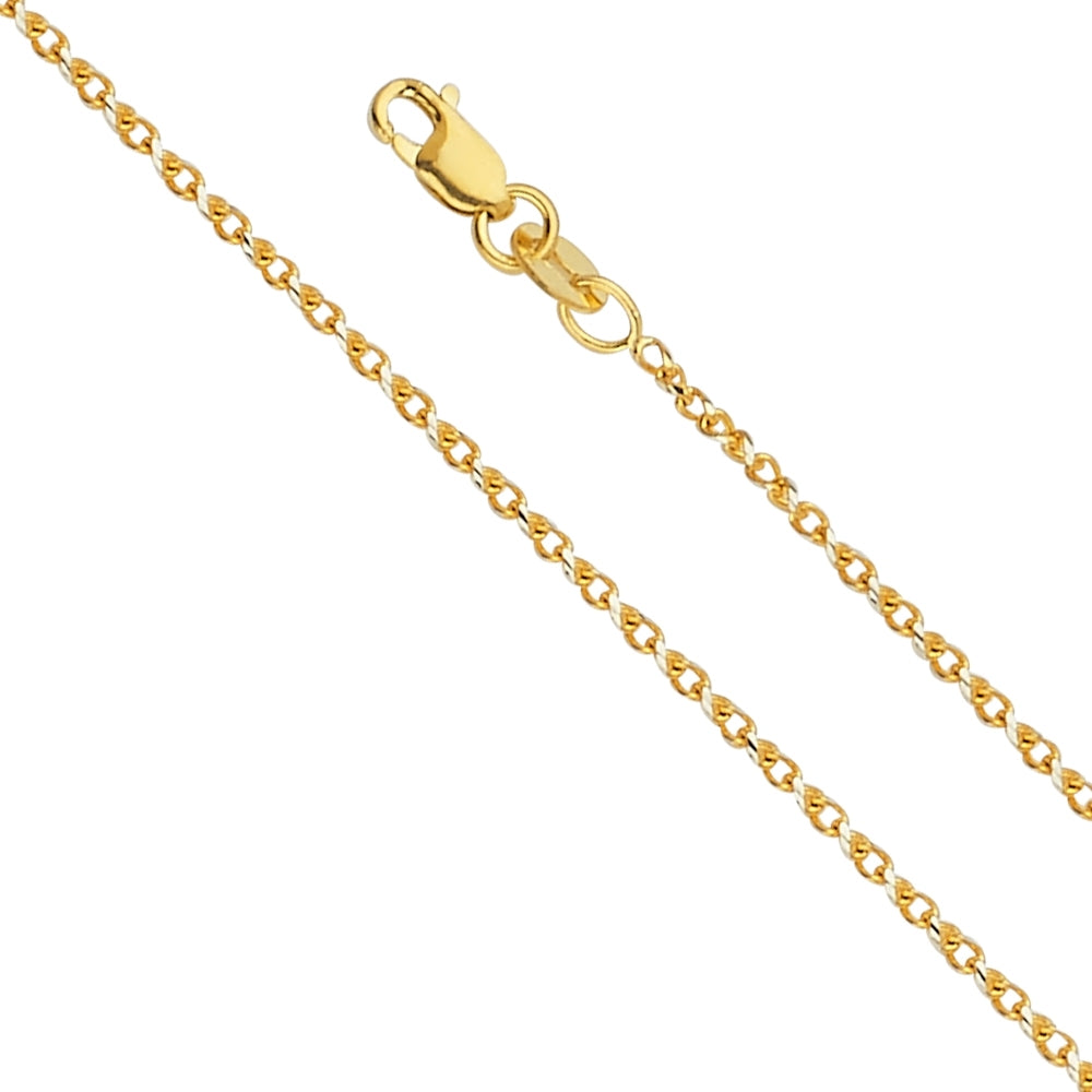 14K Solid Yellow Gold Twisted Cable Chain 1.4mm thick 18 Inches. Made ...