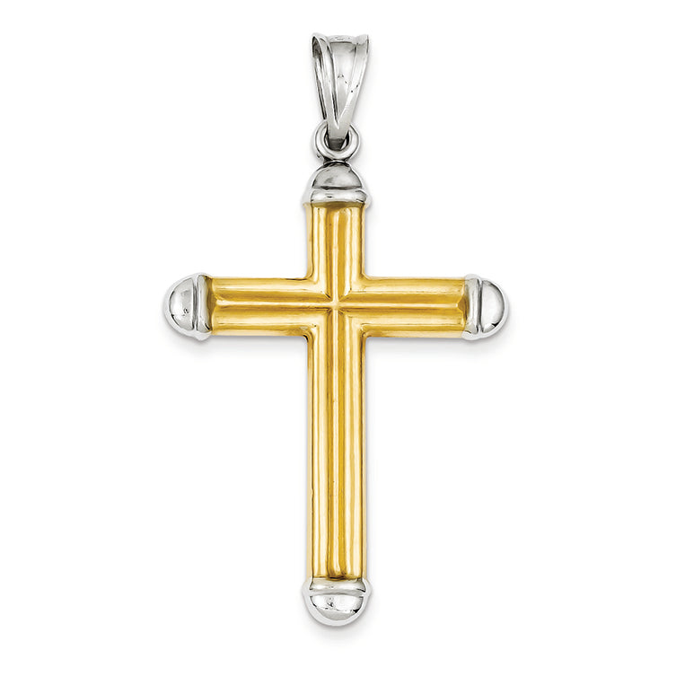 14K Gold Two-tone & Rhodium Hollow Cross Pendant – PriceRock