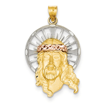 14K Gold Tri-Color Diamond Cut Christ Charm – PriceRock