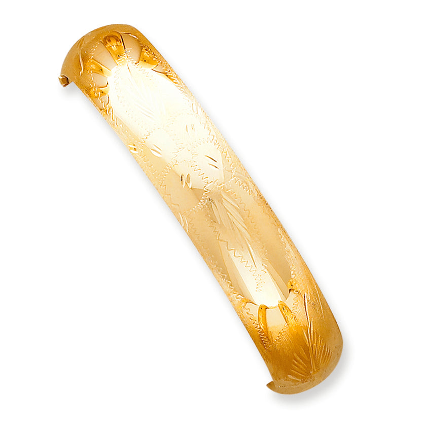 14K Gold 9/16 Florentine Engraved Hinged Bangle Bracelet – PriceRock