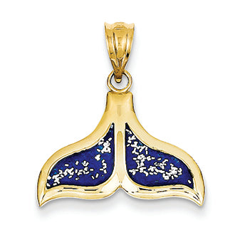 14K Gold Blue Epoxy Whale Tale Pendant – PriceRock
