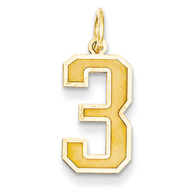 14K Gold Medium Satin Number 3 Charm – PriceRock