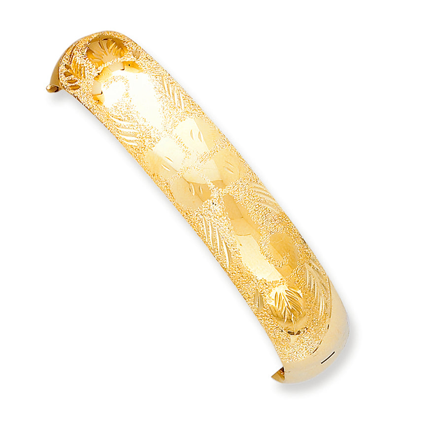 14K Gold 9/16 Lazer Cut Hinged Bangle Bracelet – PriceRock