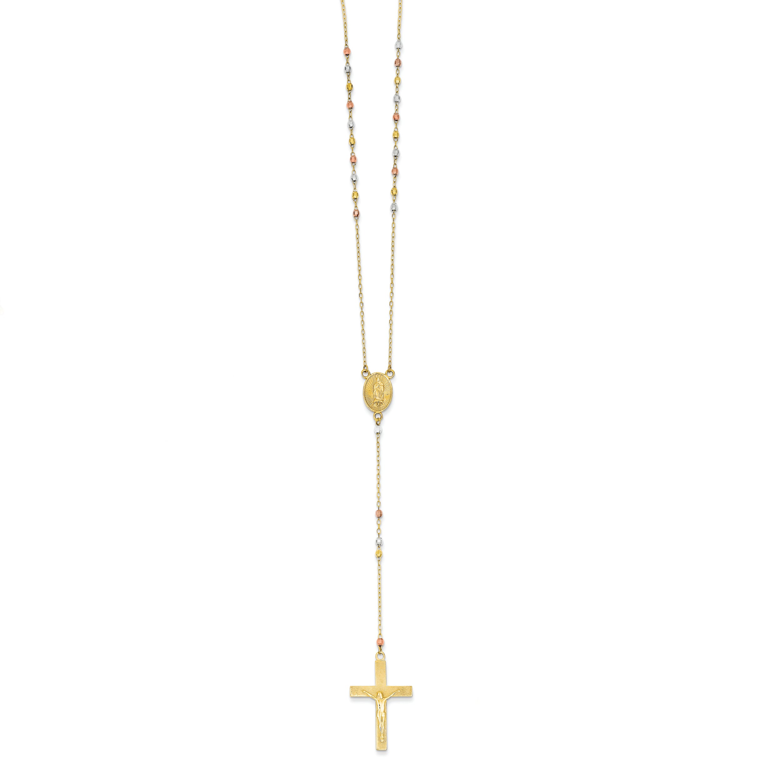 14K Gold Tri-color 2mm Beads Rosary 26 Inches – PriceRock