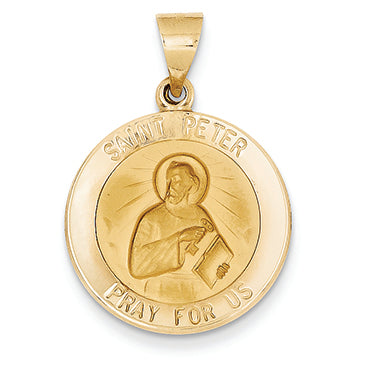 14K Gold Polished and Satin St. Peter Medal Pendant – PriceRock